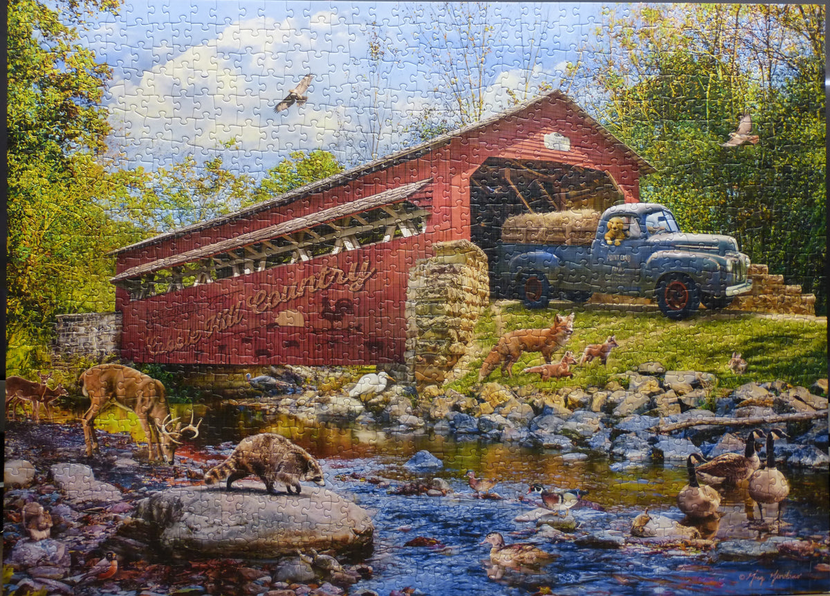 Crossing the Creek Through the Covered Bridge! — USA Cobble Hill Puzzles