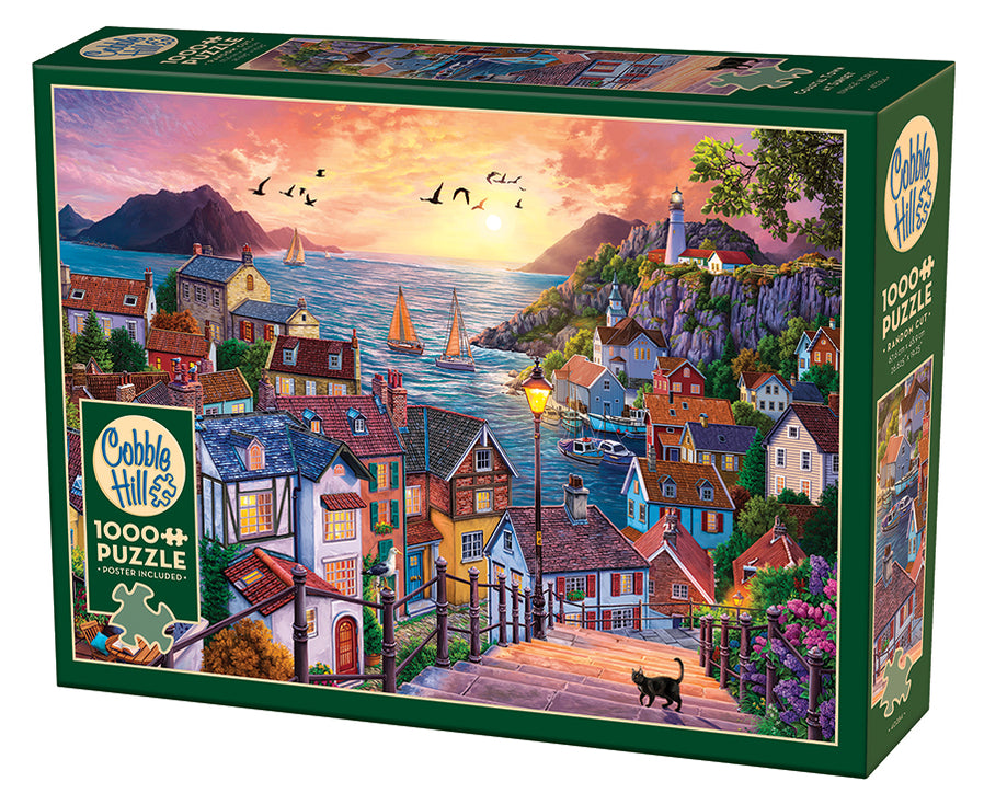 Coastal Town at Sunset | 1000 Piece - Cobble Hill Puzzles — USA Cobble ...