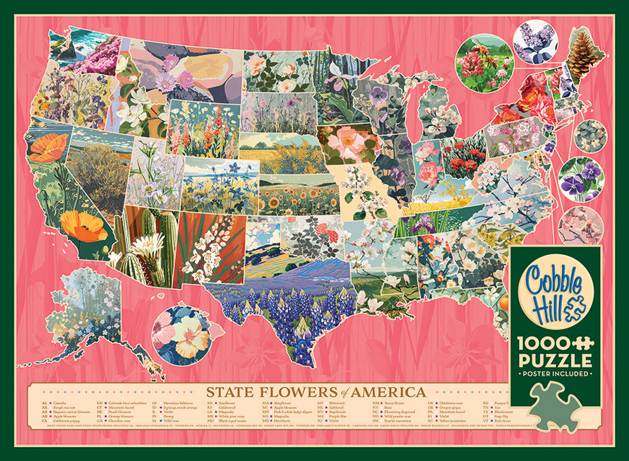 State Flowers of America | 1000 Piece - Cobble Hill Puzzles — USA ...